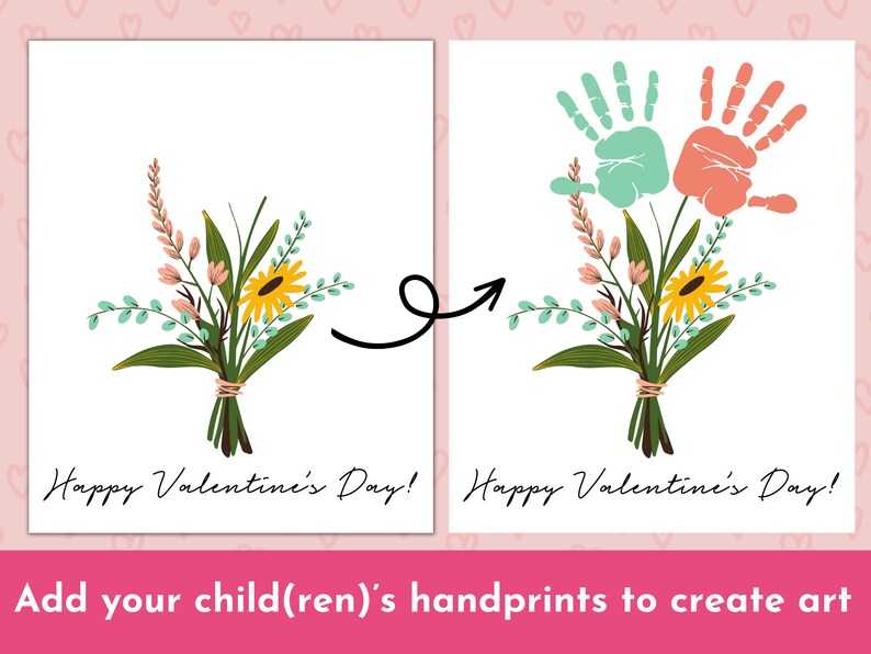 Valentine's Day Printable Handprint Flower Bouquet Craft for Multiple ...