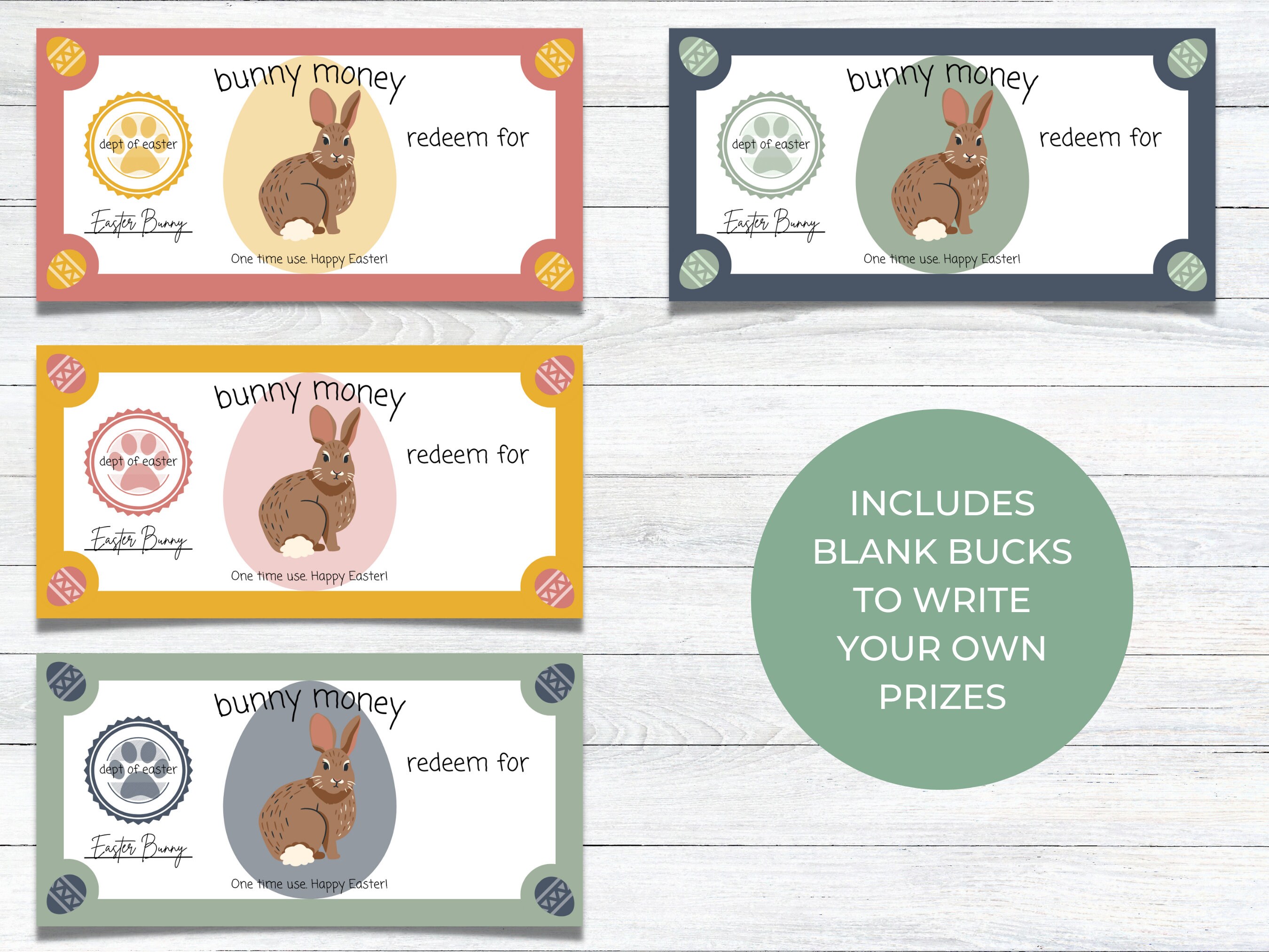 Easter Bunny Money Printable Easter Egg Fillers Easter Coupons Non ...