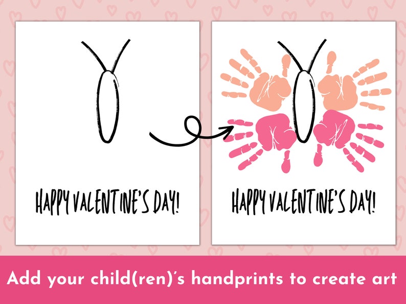 Valentine's Day Printable Handprint Butterfly Craft for Multiple Kids ...