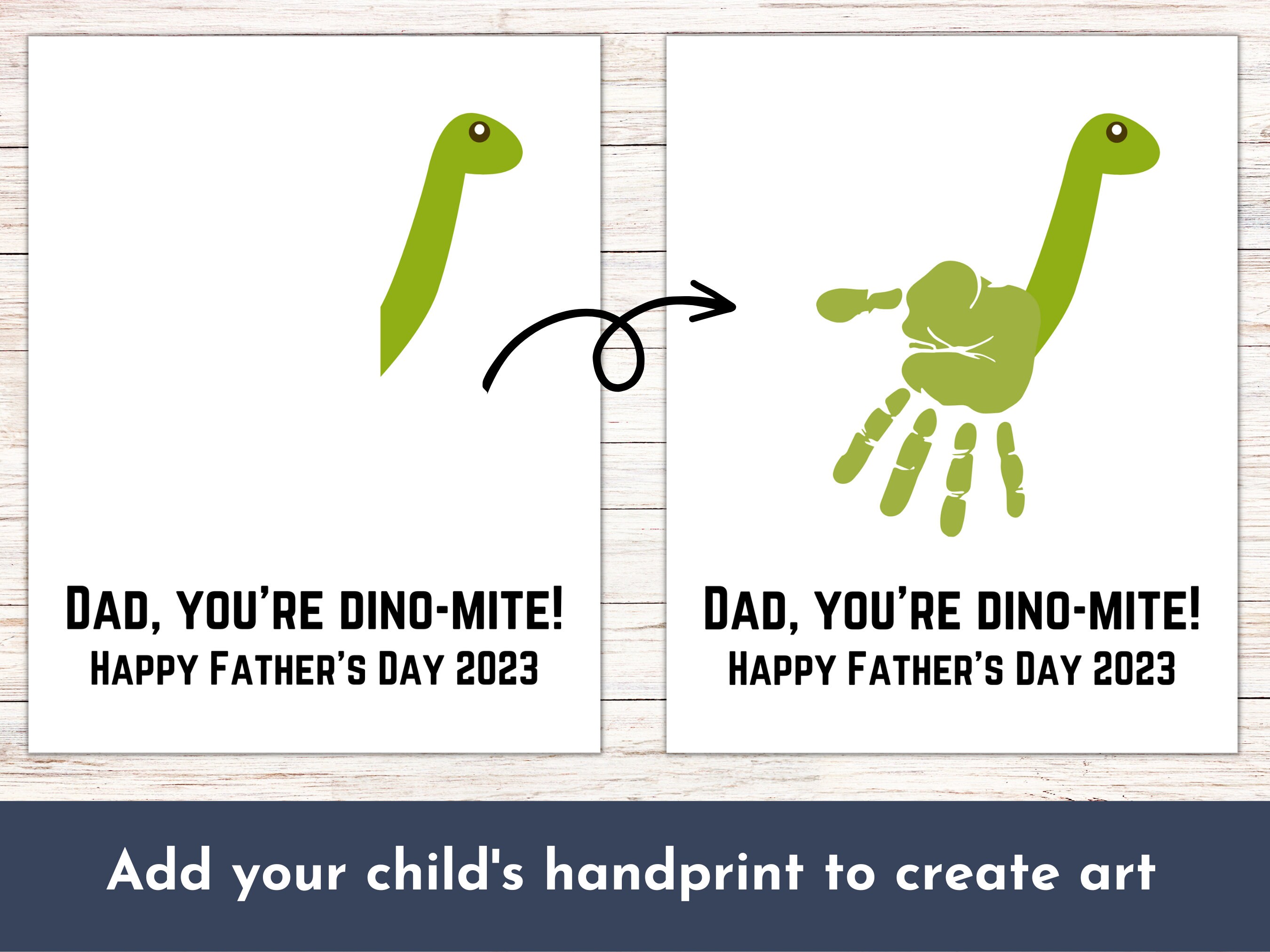Father's Day Printable Handprint Craft for Kids & Babies Dinosaur ...
