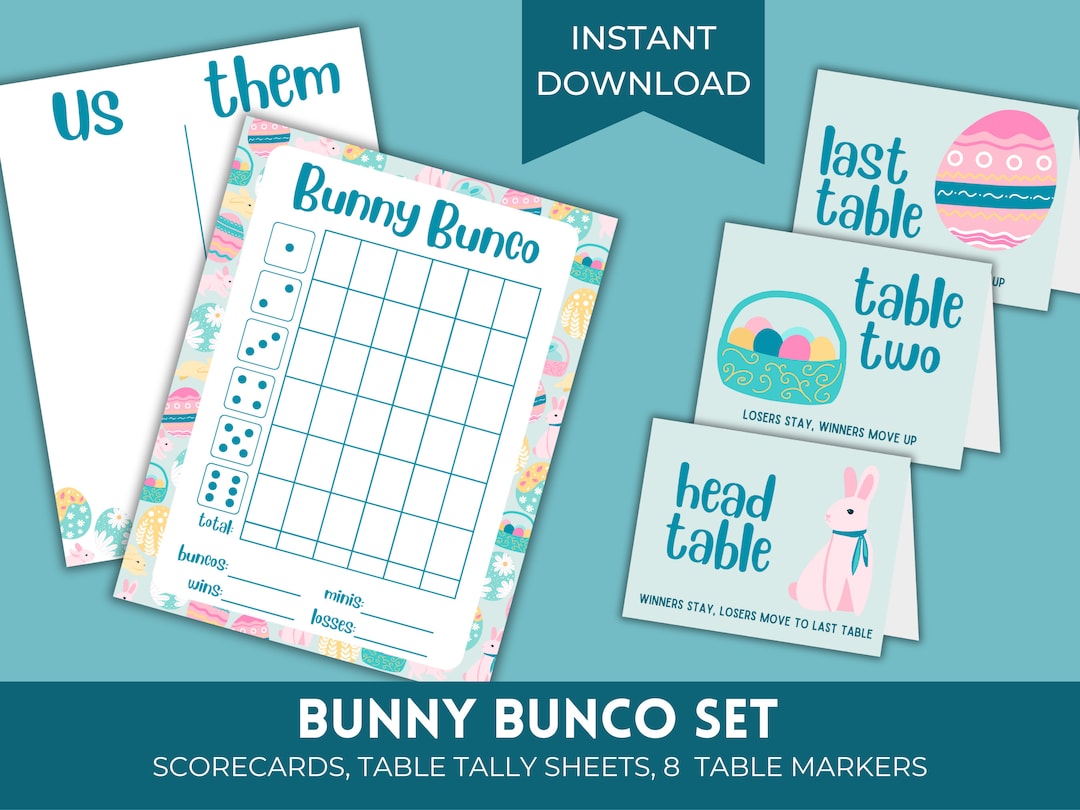 Printable Easter Bunny Bunco Score Sheets | Easter March April Bunco ...