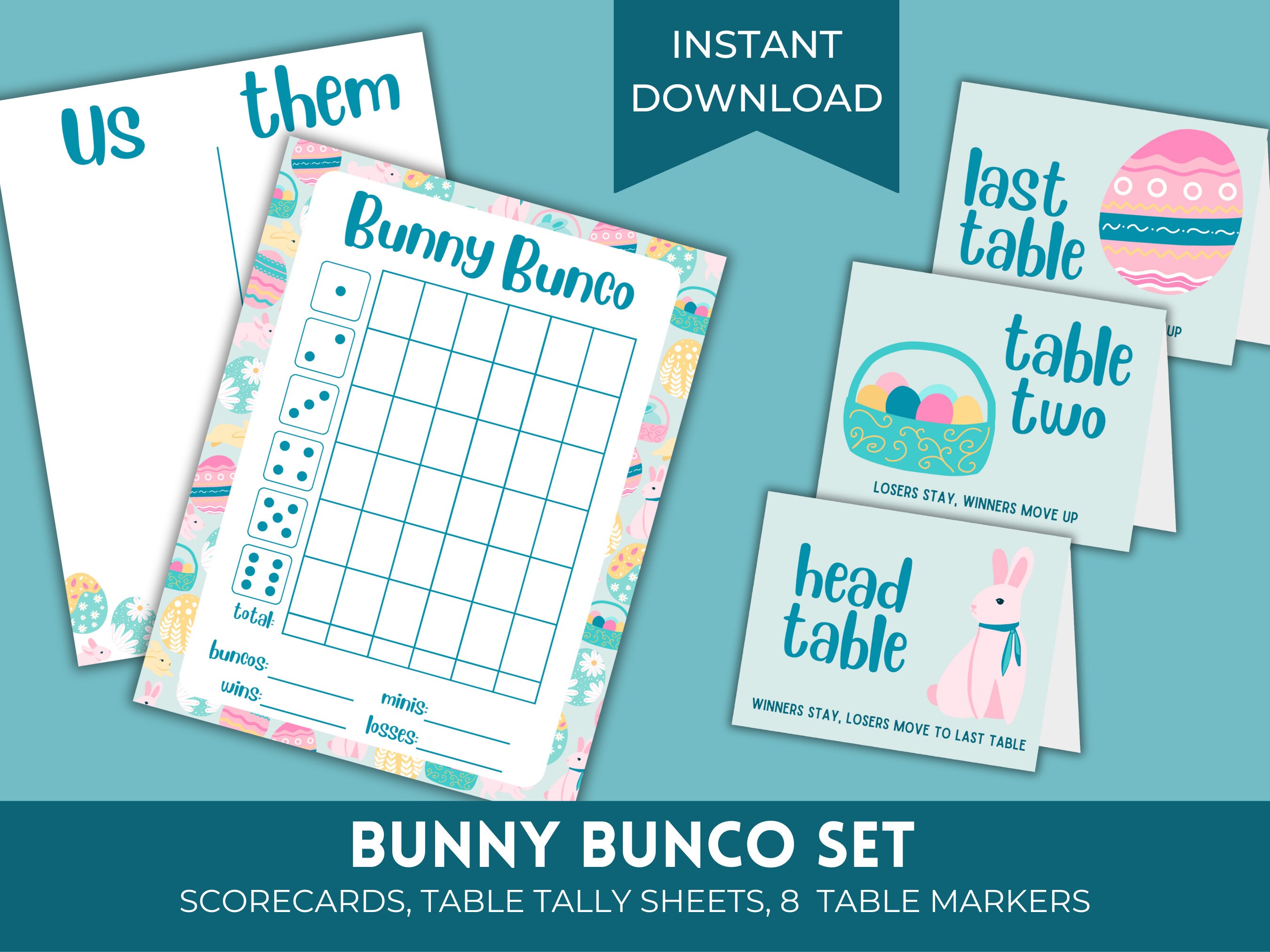 Printable Easter Bunny Bunco Score Sheets | Easter March April Bunco ...