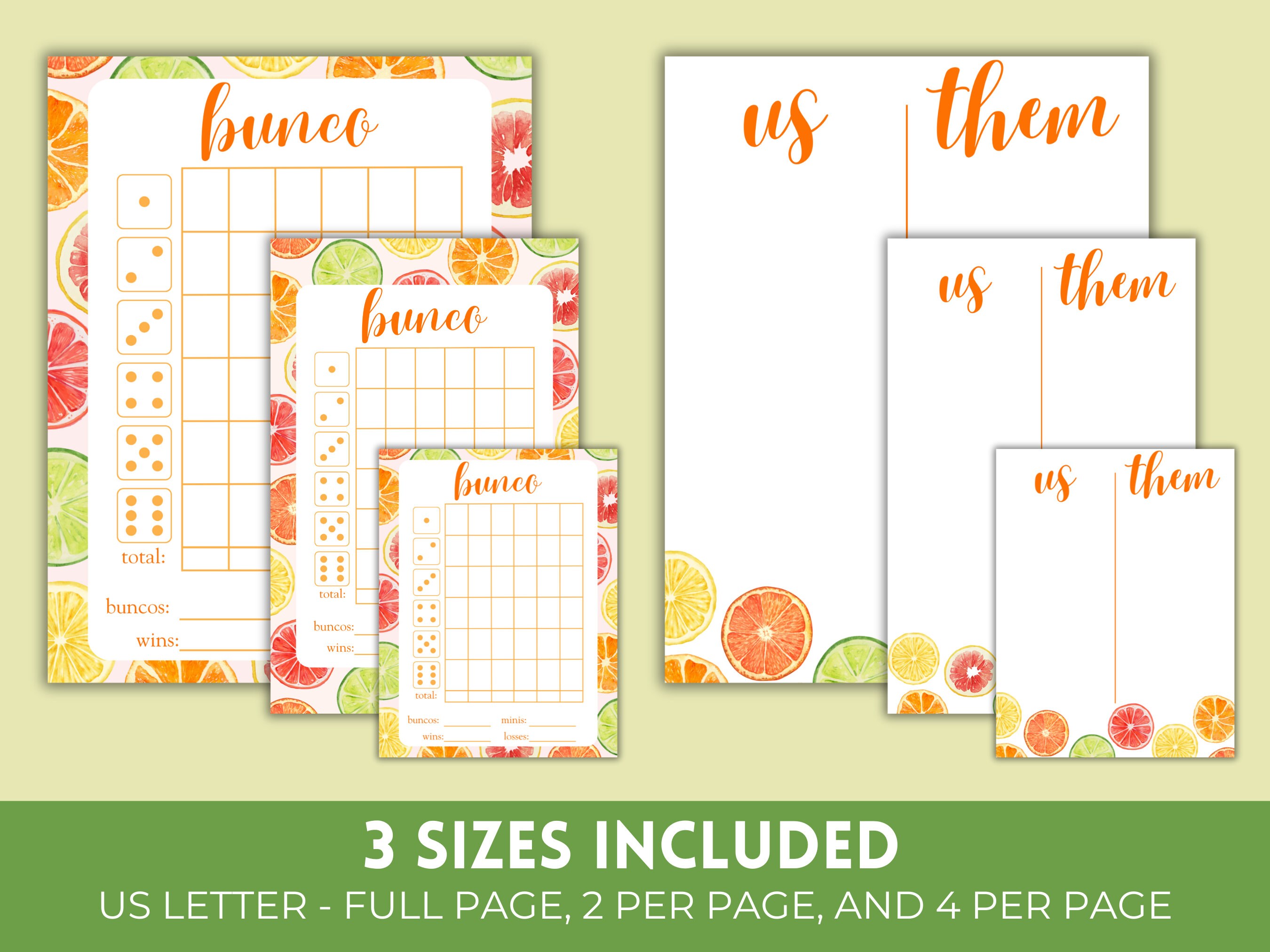 Printable Fruit Bunco Score Sheets | Summer Lemonade May June July ...