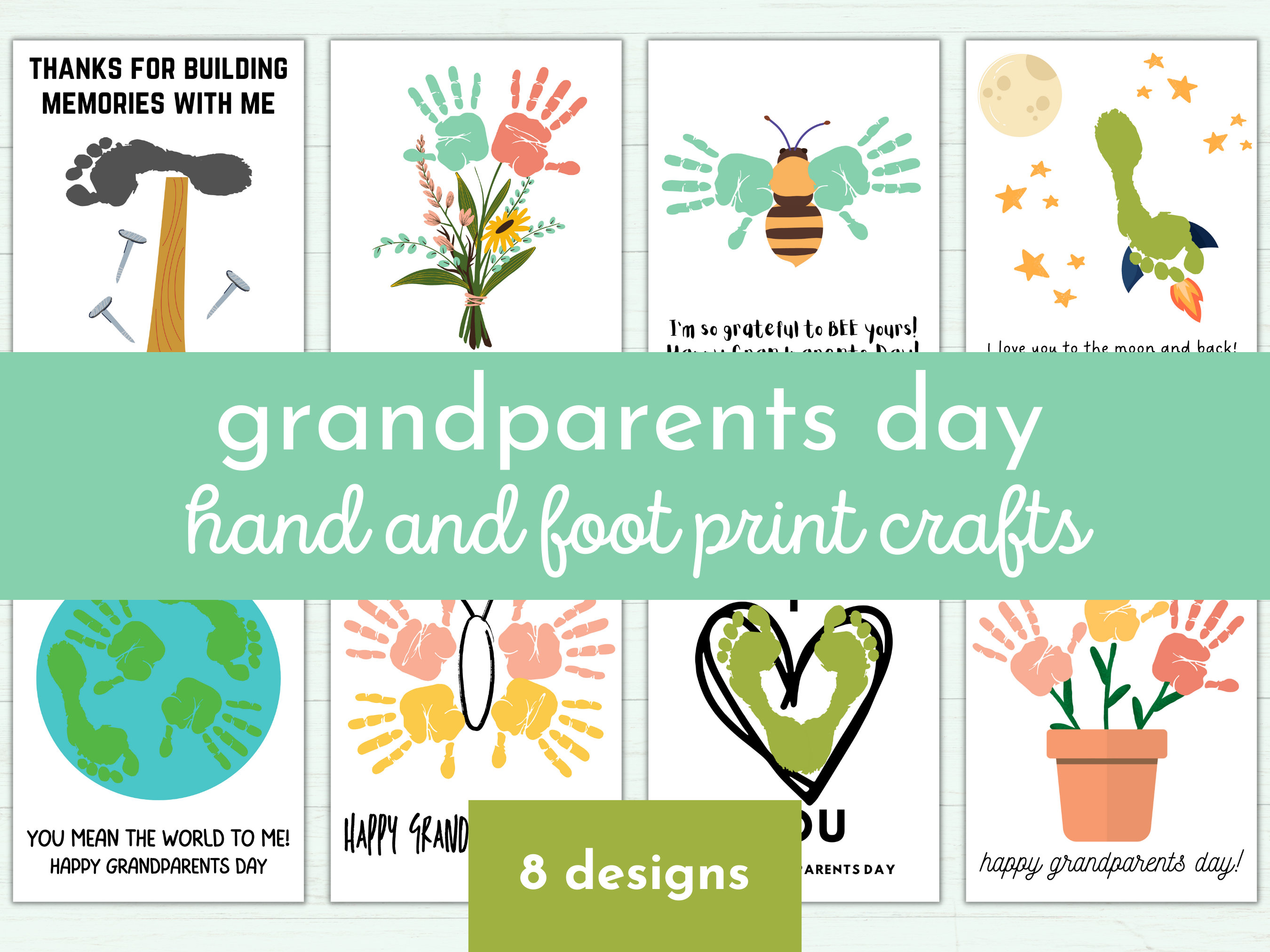 Grandparents Day Printable Handprint Footprint Craft for Kids & Babies ...