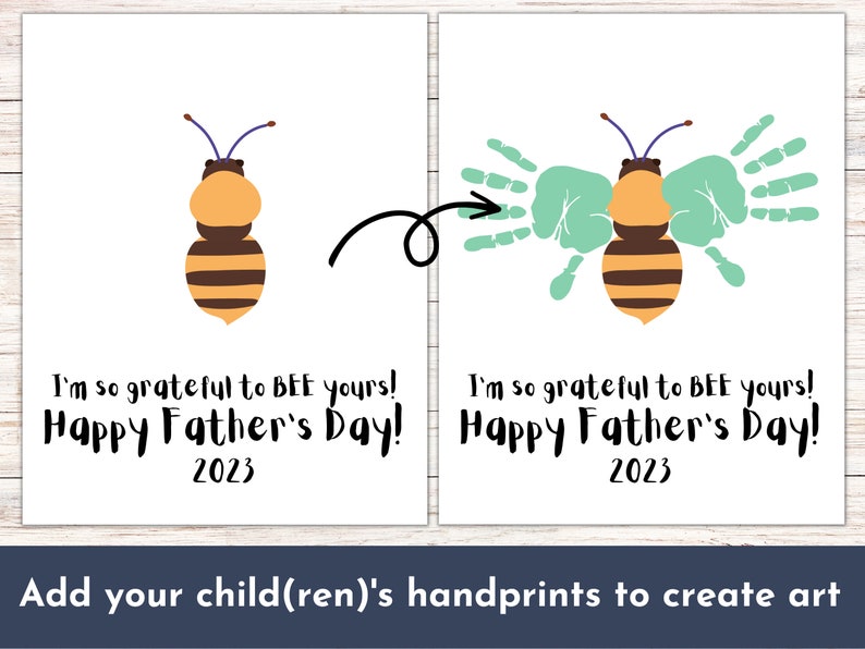 Father's Day Printable Handprint Bee Craft for Kids & Babies | DIY Gift ...
