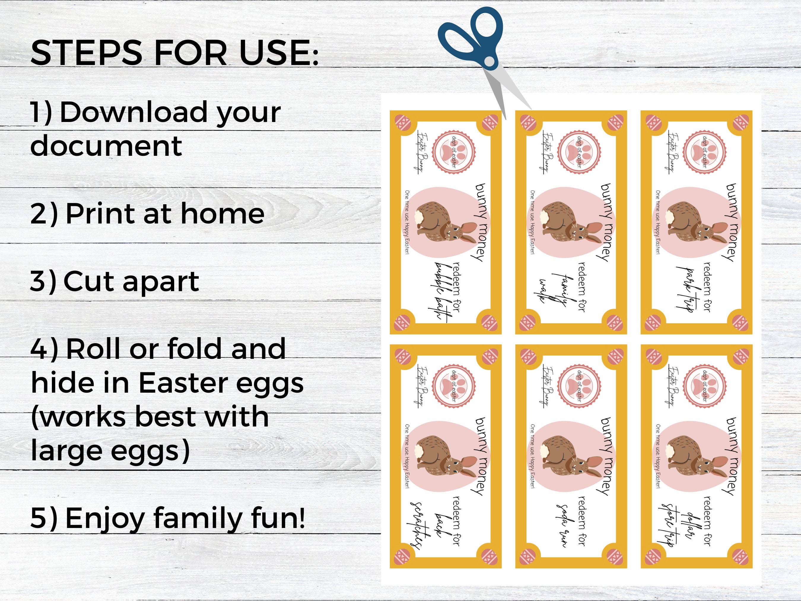Easter Bunny Money Printable Easter Egg Fillers Easter Coupons Non ...