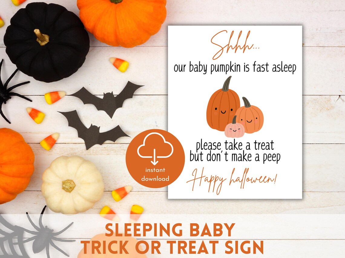 Sleeping Baby Trick or Treat Door Sign Printable | Don't Knock ...