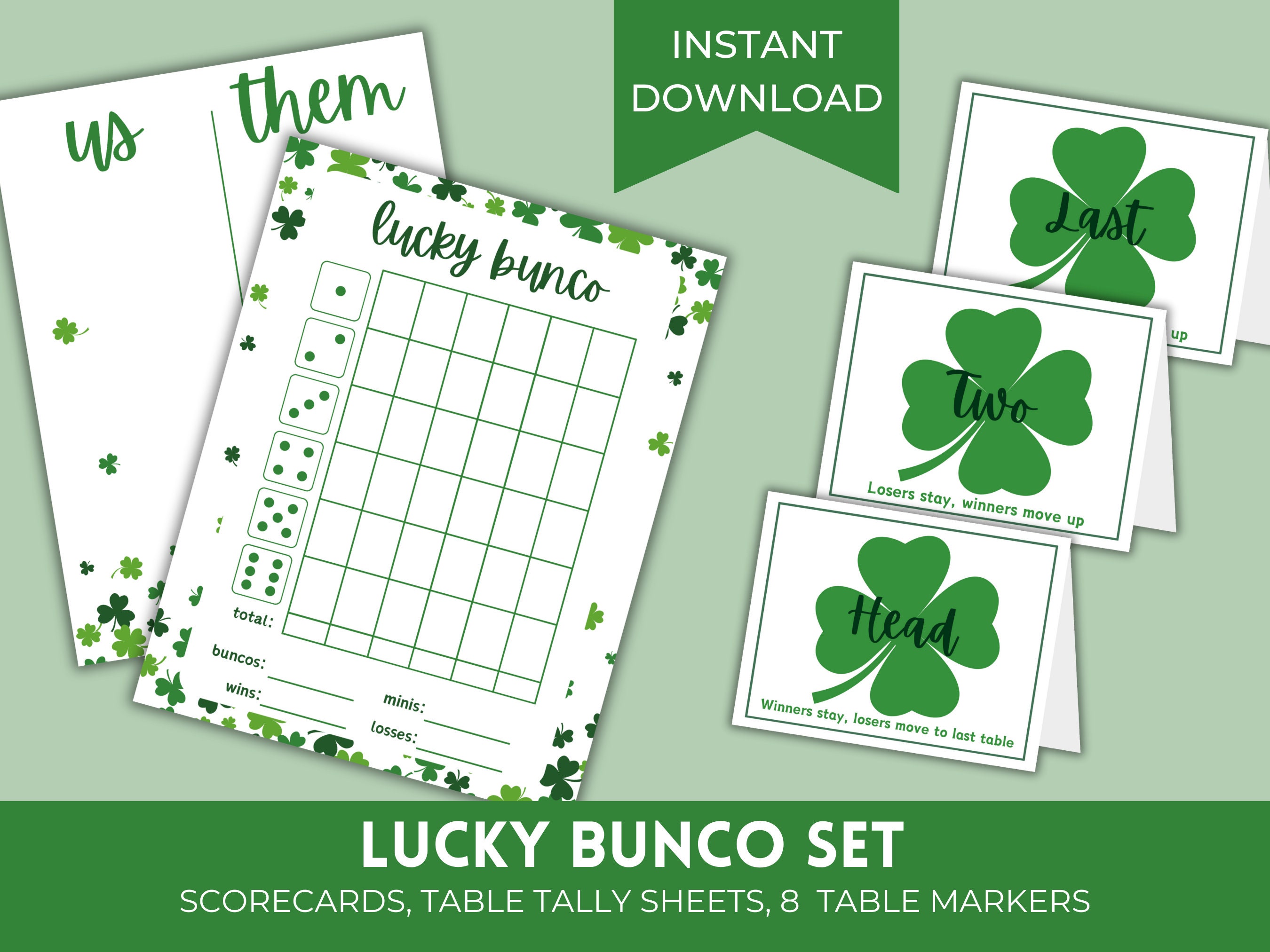 Printable Lucky Bunco Score Sheets | St Patrick's Day March Shamrock ...