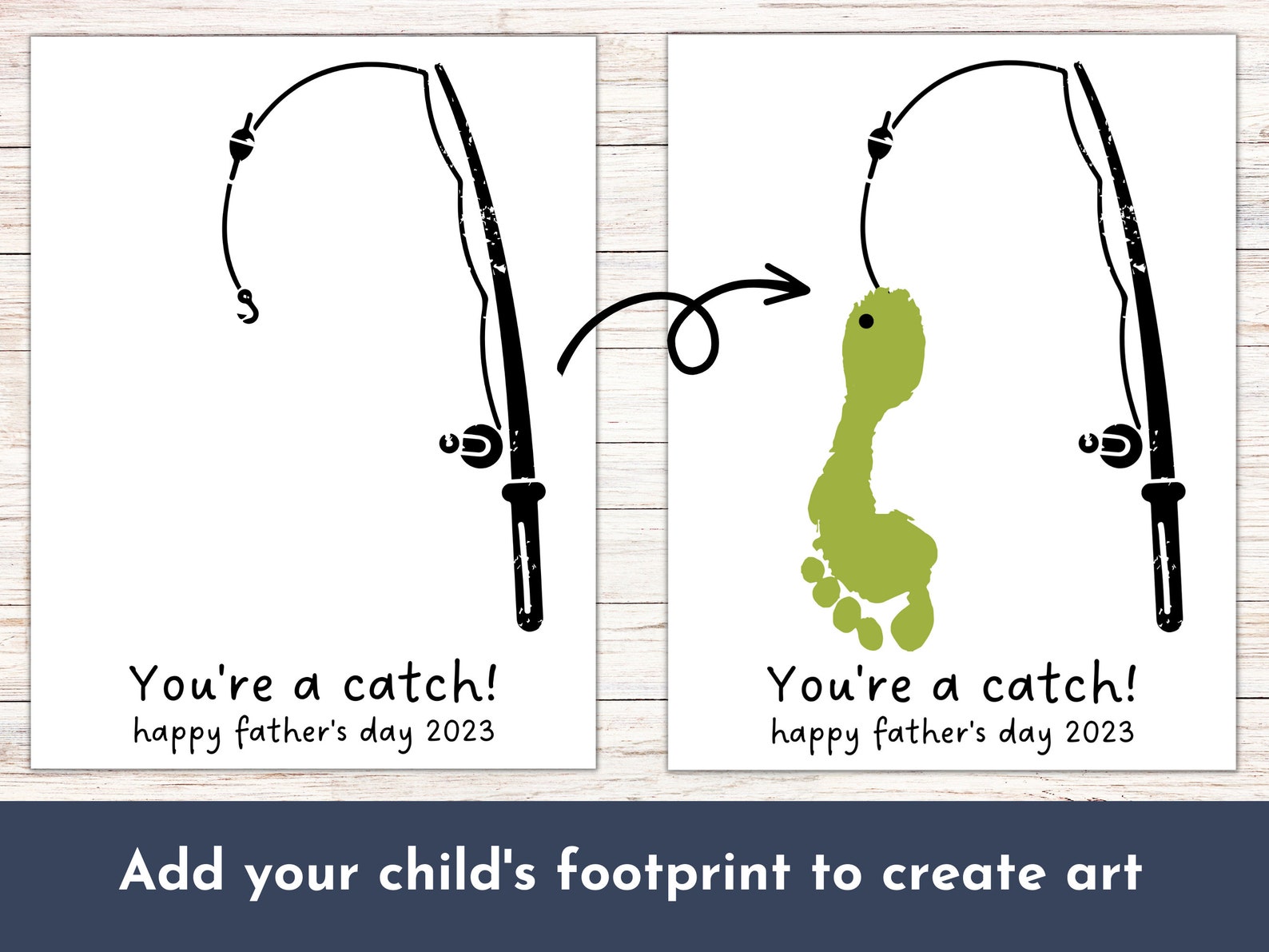 Father's Day Printable Fish Footprint Craft for Kids & Babies Fishing ...