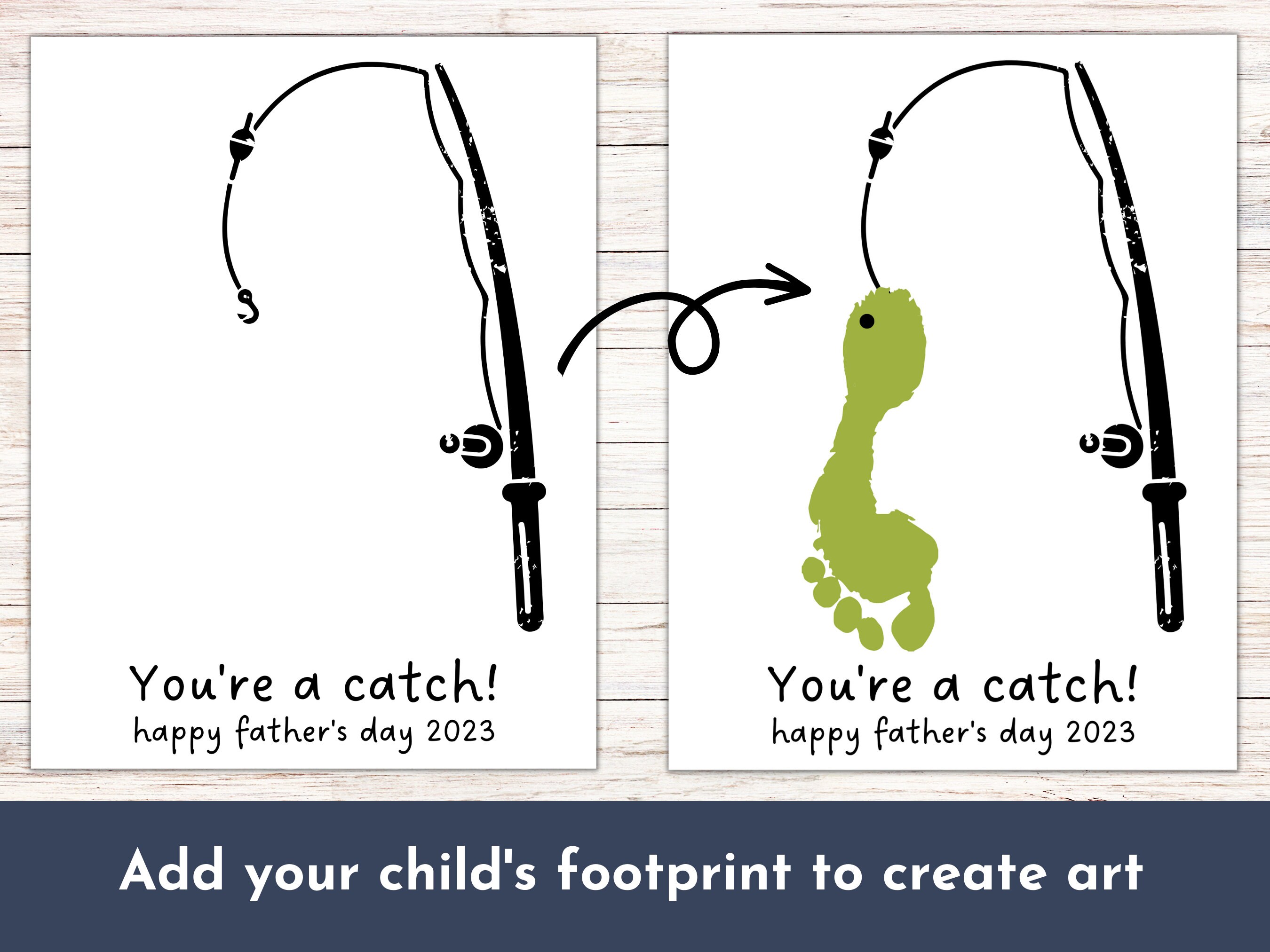 Father's Day Printable Fish Footprint Craft for Kids & Babies Fishing ...