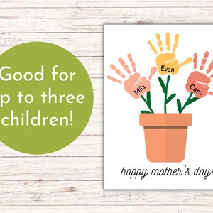 Mother's Day Printable Handprint Flower Pot Craft for Multiple Children ...