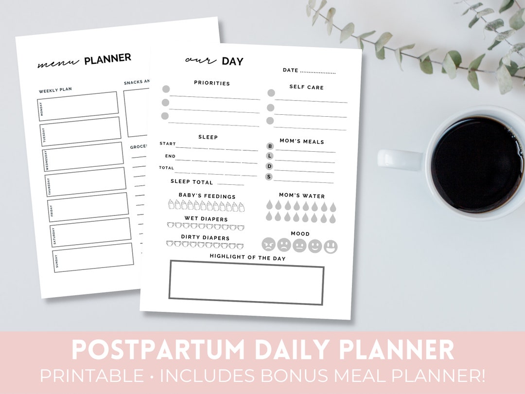 Postpartum Daily Planner Printable | Newborn Tracker for Baby and Mom ...