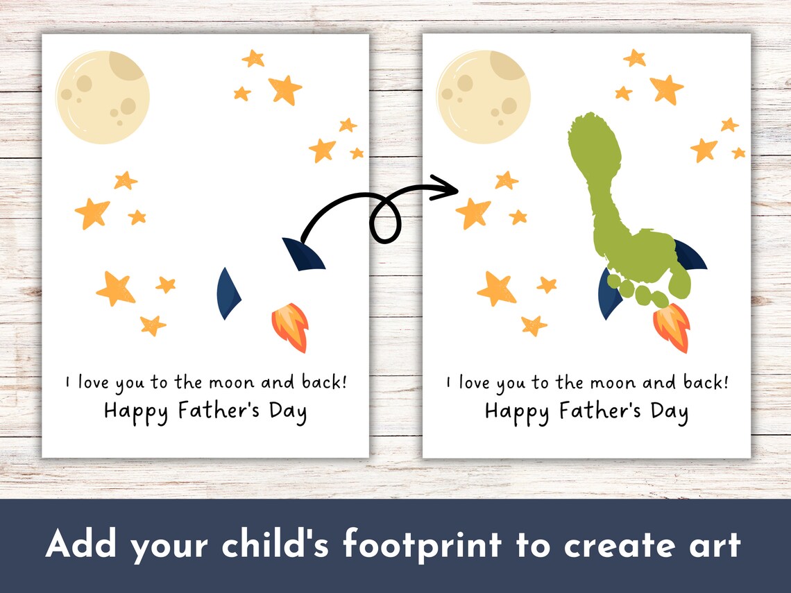 Father's Day Printable Footprint Craft for Kids & Babies | Moon and ...