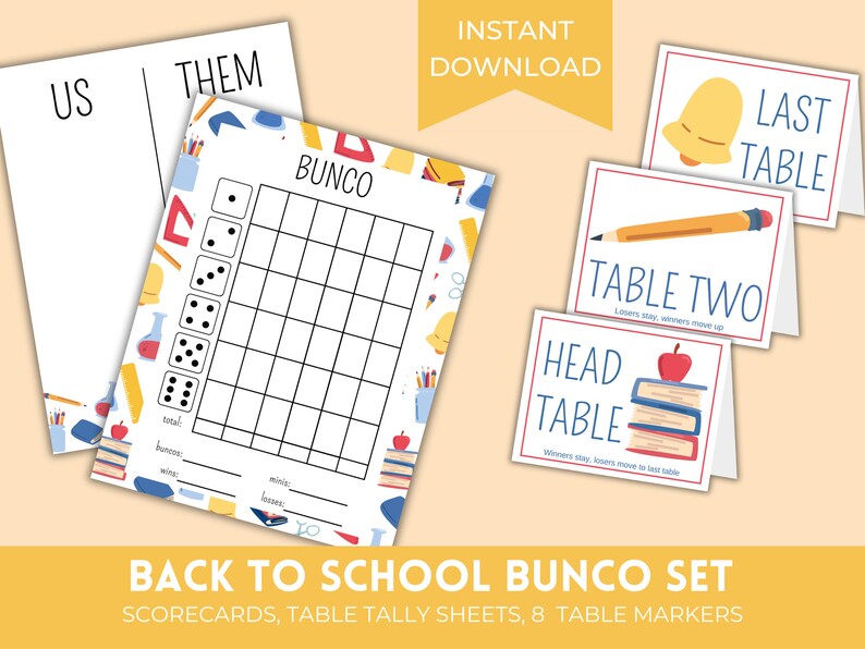 Printable Back to School Bunco Score Sheets | August September Bunco ...