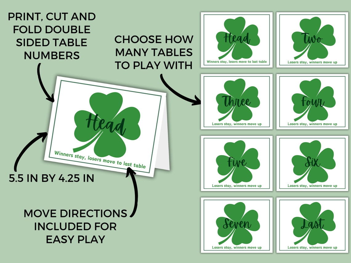 Printable Lucky Bunco Score Sheets | St Patrick's Day March Shamrock ...