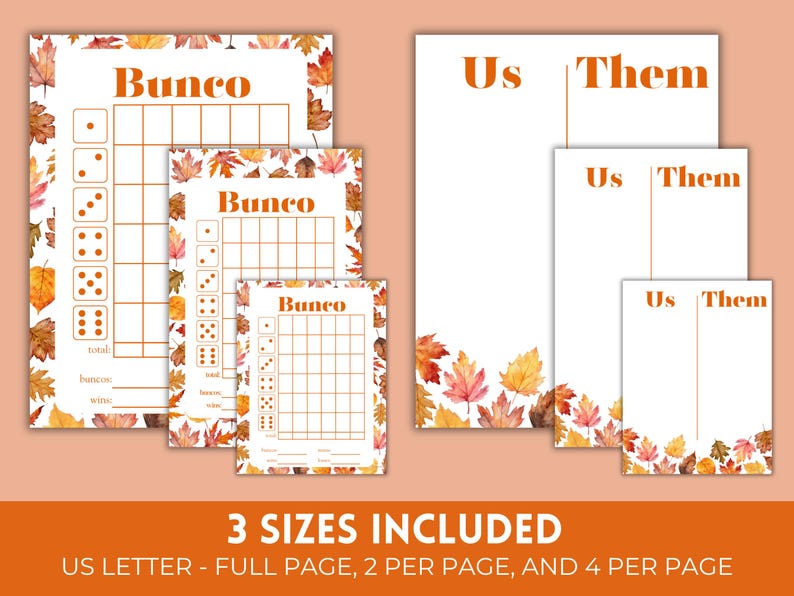 Printable Fall Leaf Bunco Score Sheets | Autumn Leaves September ...