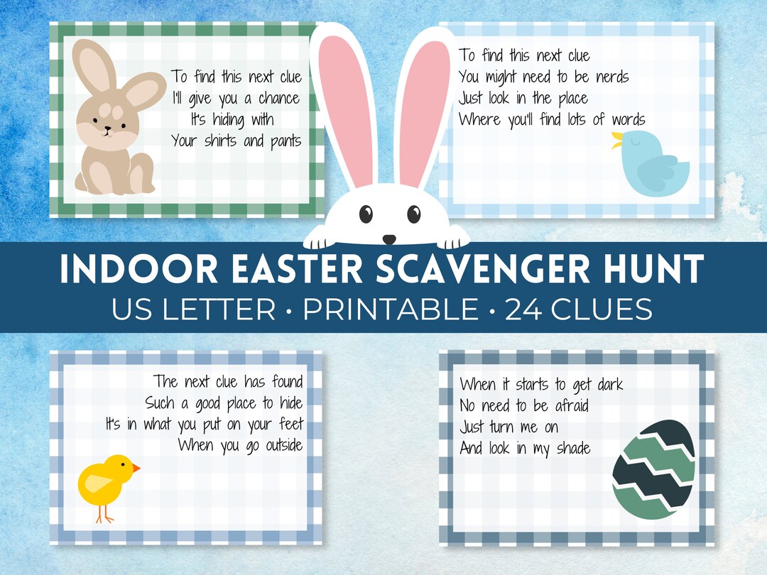 Easter Scavenger Hunt Printable Clues | Indoor Easter Egg Hunt for Kids ...