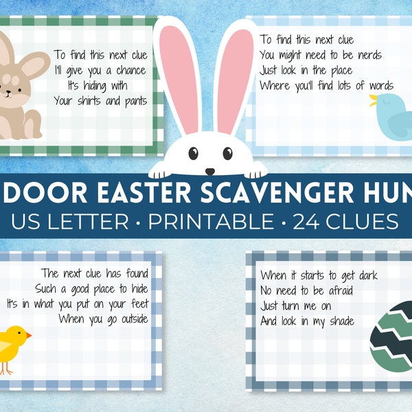 Easter Scavenger Hunt Printable Clues Indoor Easter Egg Hunt for Kids ...