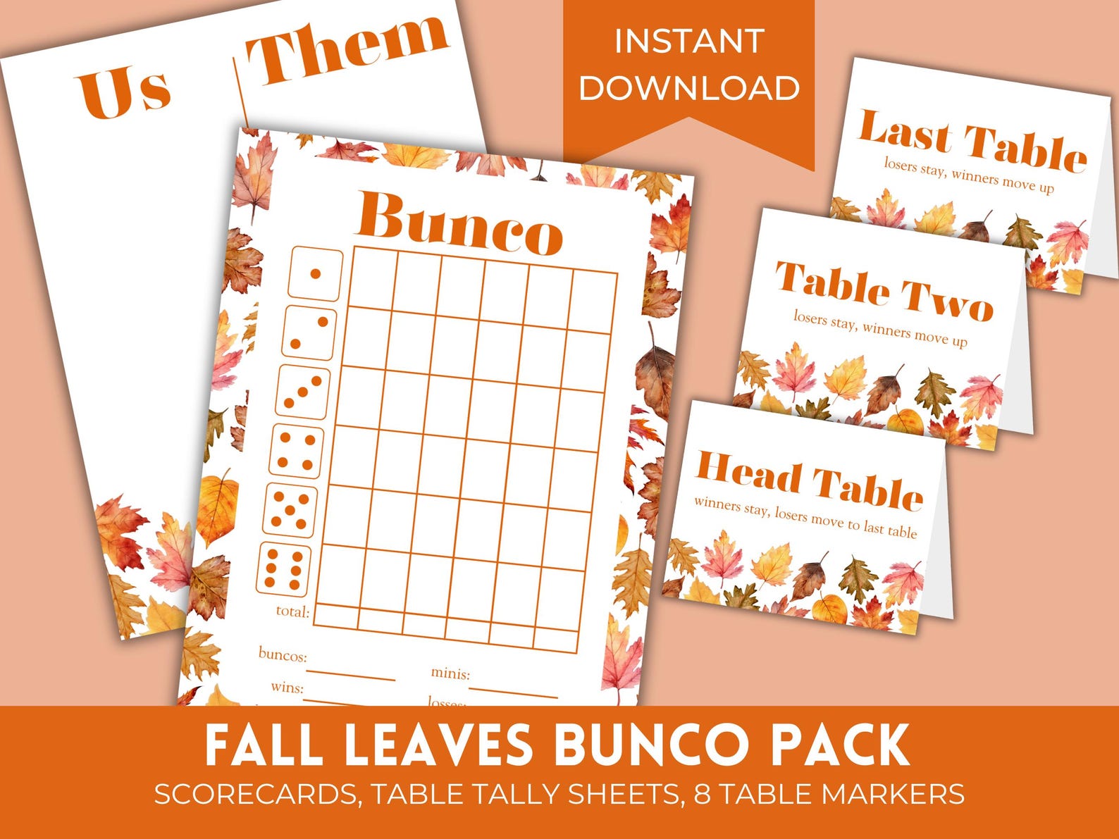 Printable Fall Leaf Bunco Score Sheets | Autumn Leaves September ...