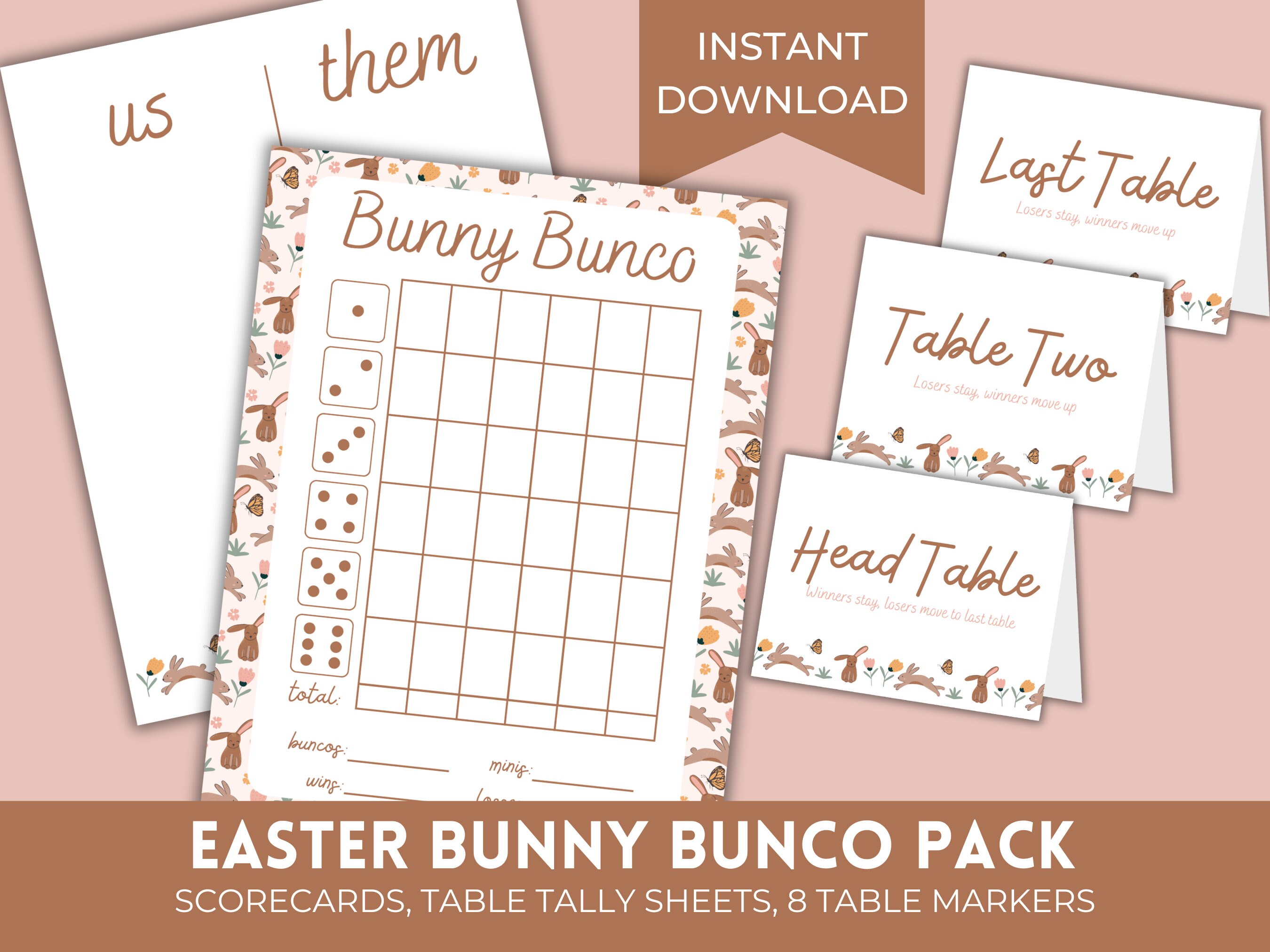 Printable Easter Bunny Bunco Score Sheets | Spring Easter March April ...