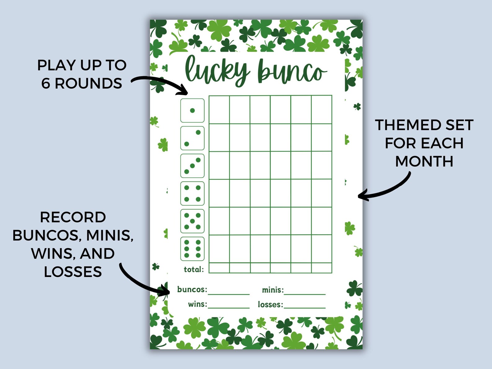 Year of Bunco | 14 Bunco Sets | Printable Seasonal Bunco Scorecards ...