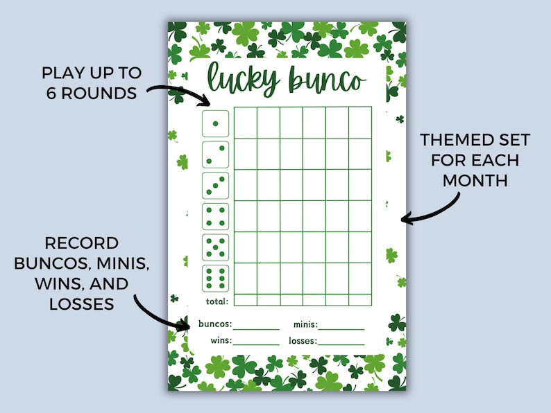 Year of Bunco | 14 Bunco Sets | Printable Seasonal Bunco Scorecards ...