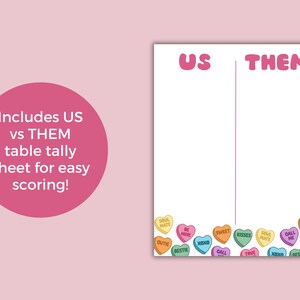 Printable Candy Heart Bunco Score Sheets | Valentine's Day February ...