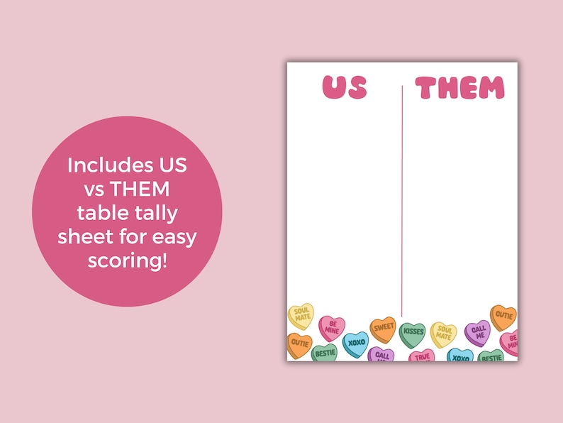 Printable Candy Heart Bunco Score Sheets | Valentine's Day February ...