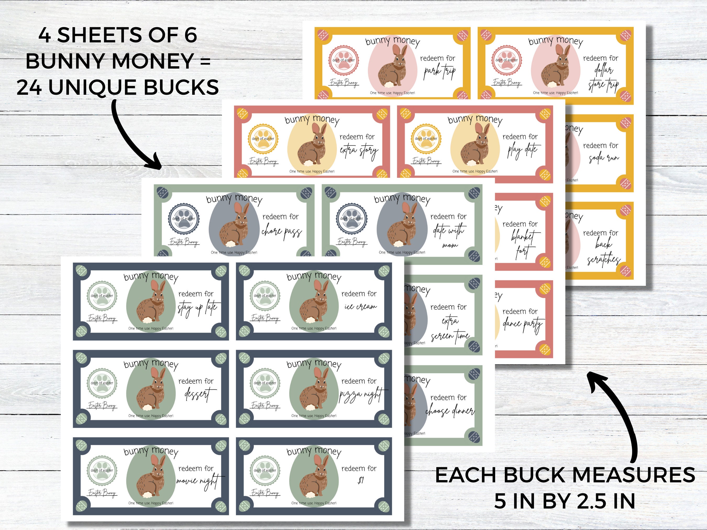 Easter Bunny Money Printable Easter Egg Fillers Easter Coupons Non ...