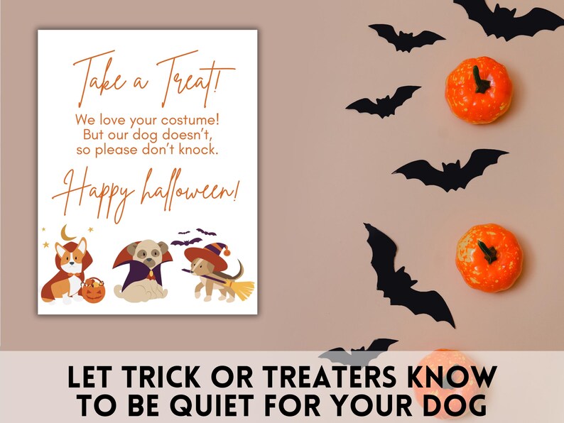 Halloween Trick or Treat Dog Door Sign Printable | Don't Knock for ...