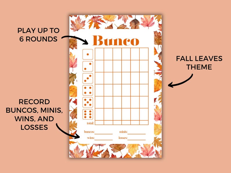 Printable Fall Leaf Bunco Score Sheets | Autumn Leaves September ...