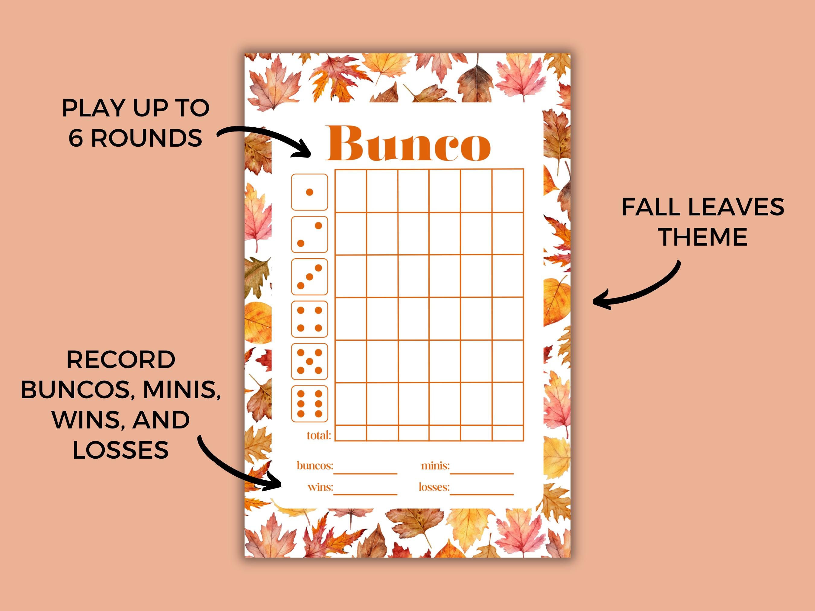 Printable Fall Leaf Bunco Score Sheets | Autumn Leaves September ...
