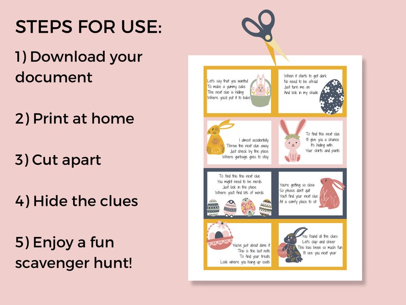 Easter Scavenger Hunt Printable Clues | Indoor Easter Egg Hunt for Kids ...