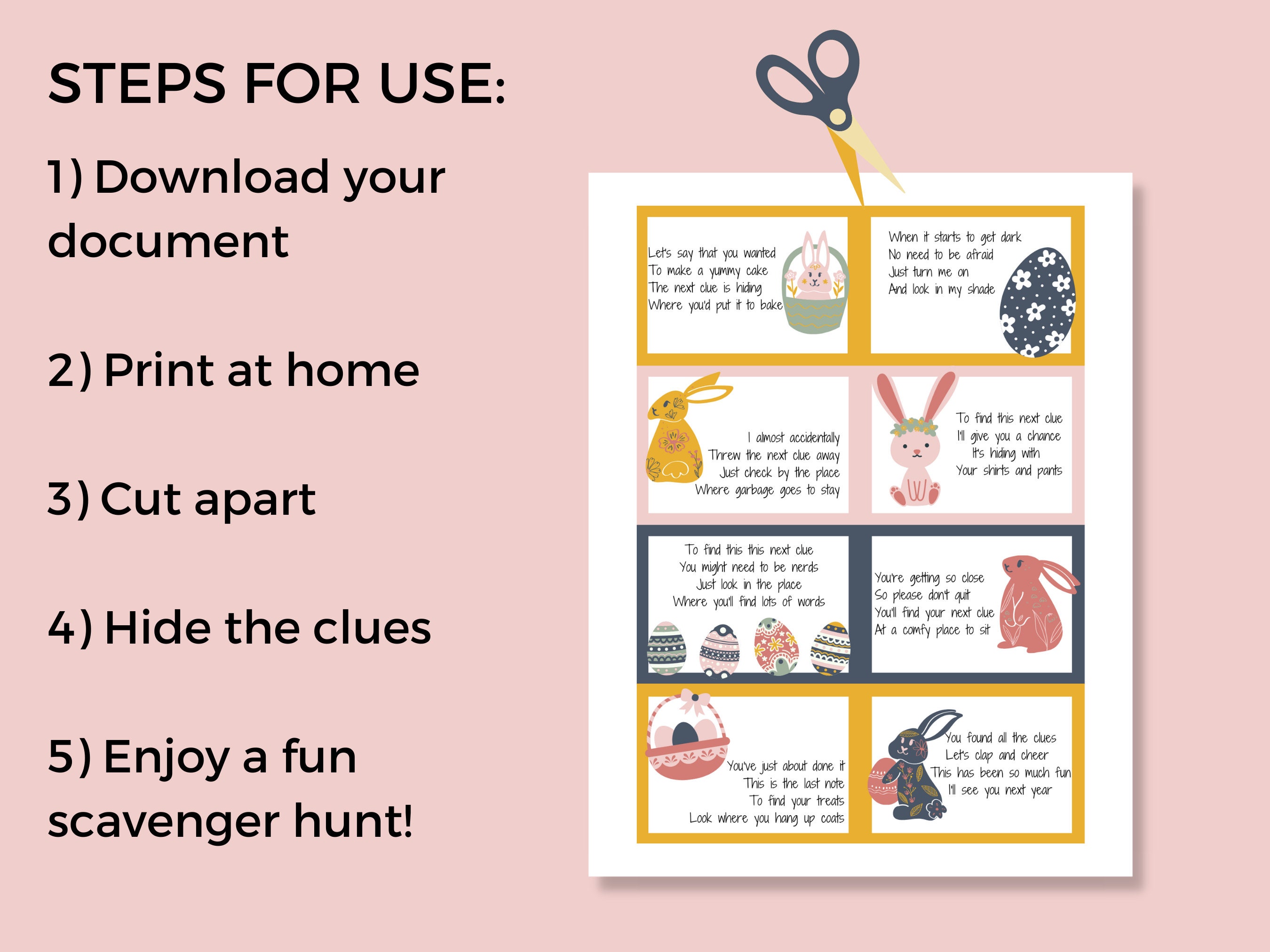Easter Scavenger Hunt Printable Clues | Indoor Easter Egg Hunt for Kids ...