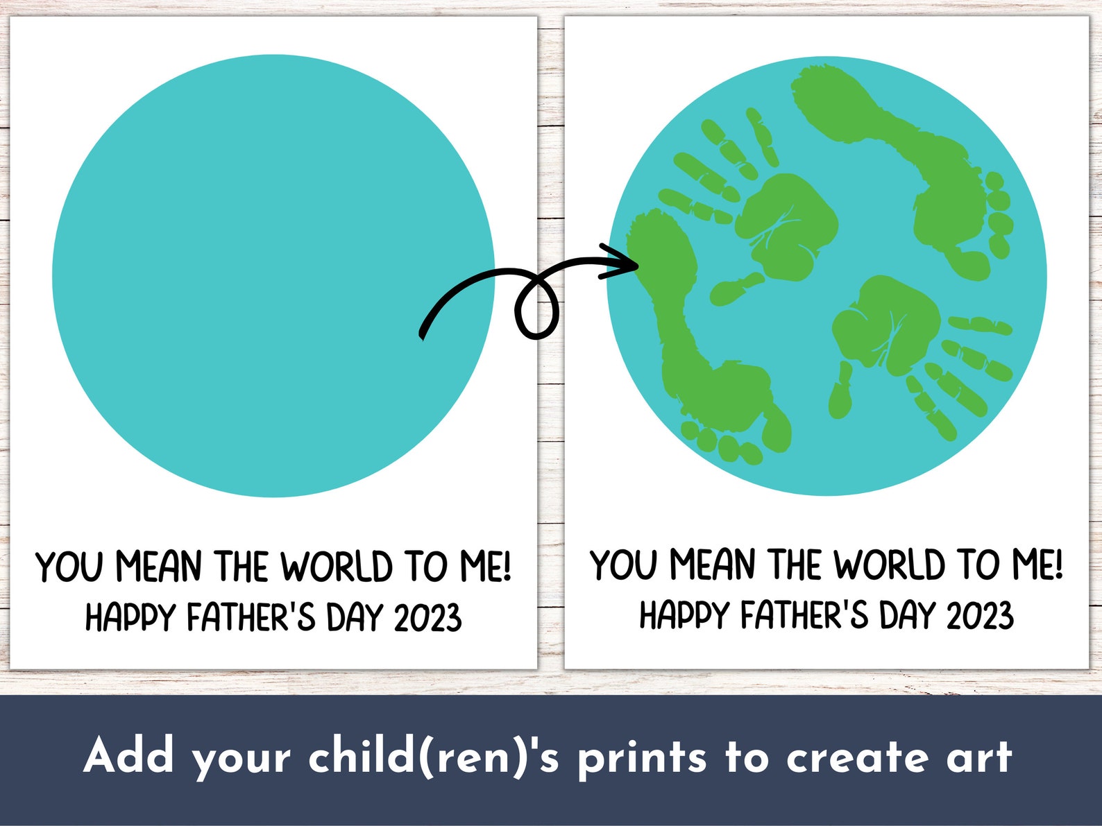 Father's Day Printable Globe Handprint and Footprint Craft for Kids ...