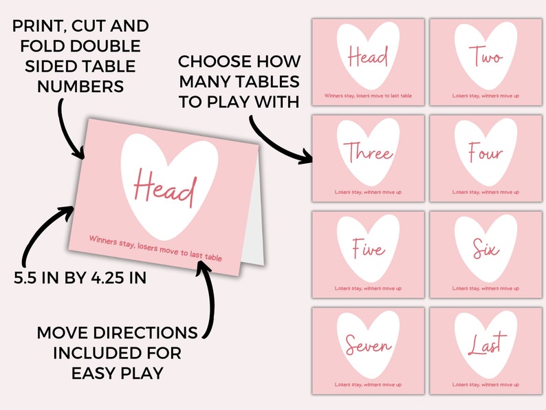 Printable Pink Heart Bunco Score Sheets | Valentine's Day February ...
