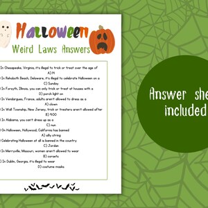 Printable Halloween Weird Laws Trivia Game | Digital Download Halloween ...