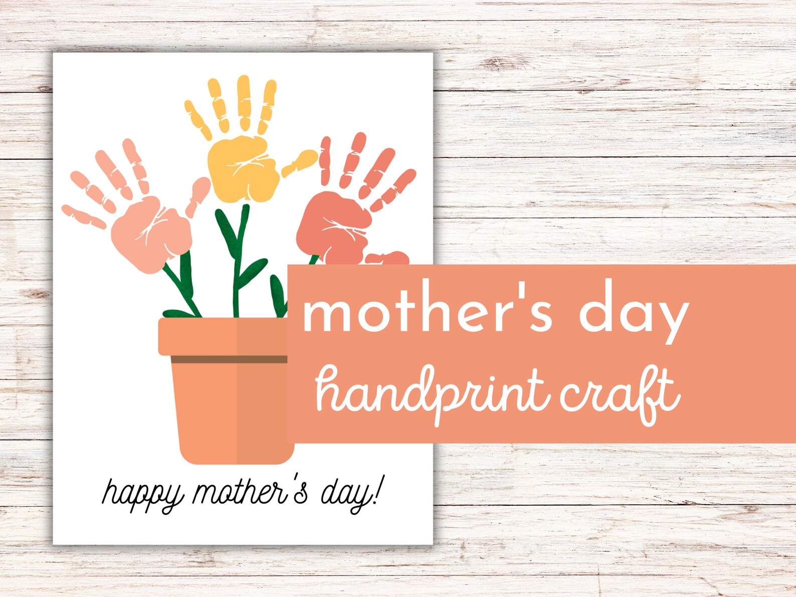 Mother's Day Printable Handprint Flower Pot Craft for Multiple Children ...