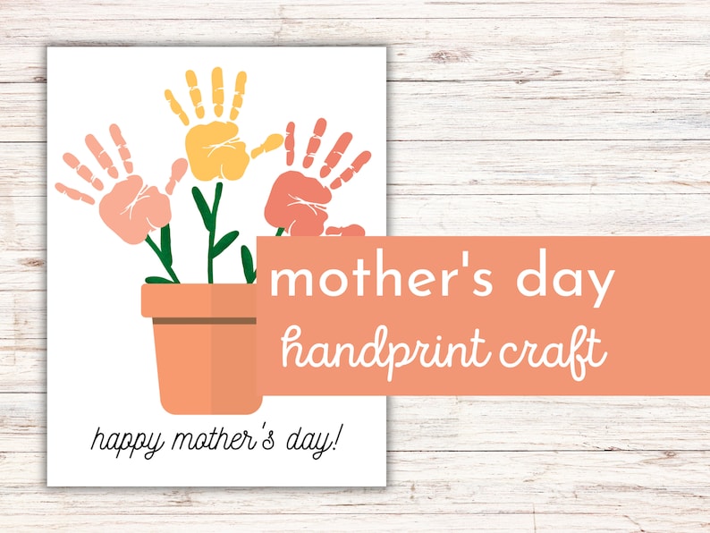 Mother's Day Printable Handprint Flower Pot Craft for Multiple Children ...