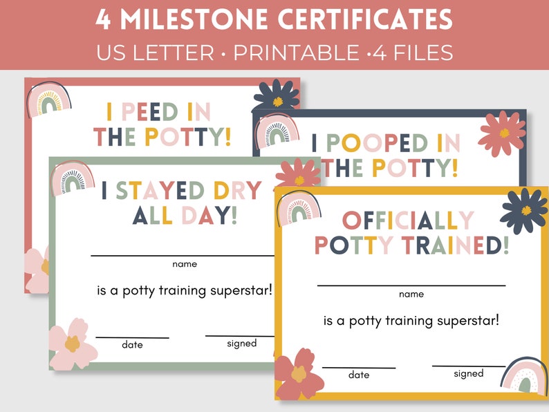 Rainbow Potty Training Printable Pack Potty Training Chart for Girls ...