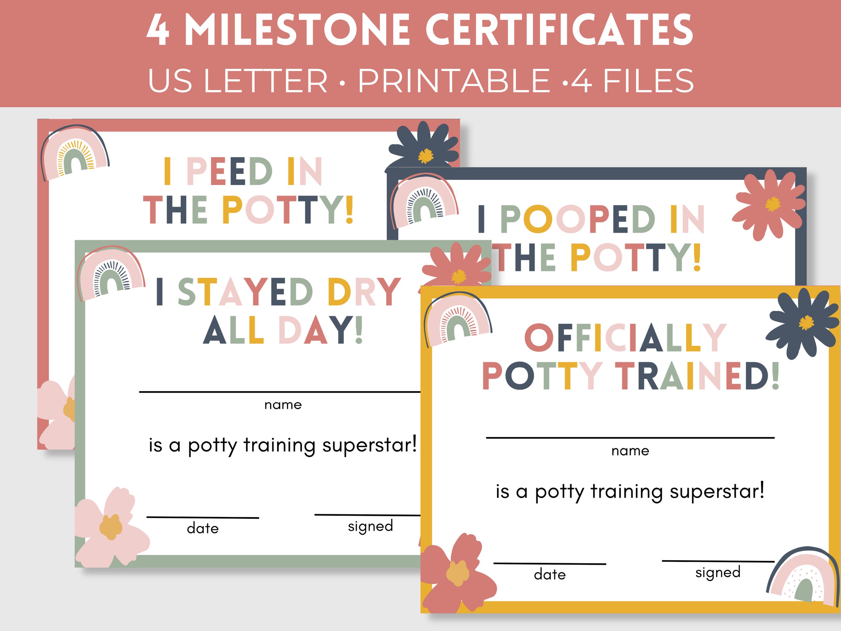 Rainbow Potty Training Printable Pack Potty Training Chart for Girls ...