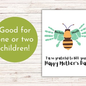 Mother's Day Printable Handprint Craft for Kids and Babies Bee DIY Gift ...