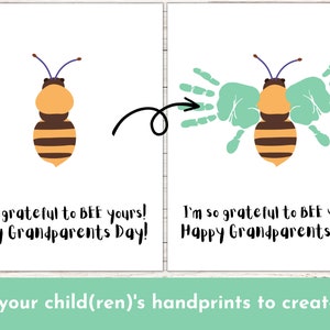 Grandparents Day Printable Handprint Bee Craft for One or Two Children ...