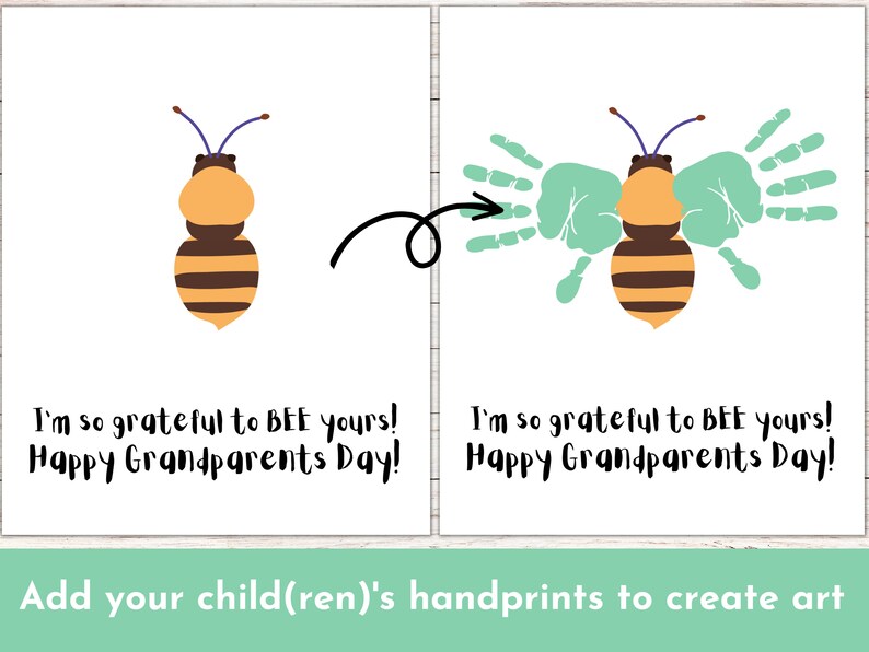 Grandparents Day Printable Handprint Bee Craft for One or Two Children ...