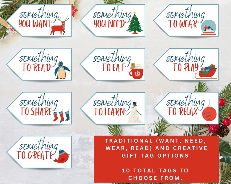 Printable Want Need Wear Read Gift Tags | Something You Want Christmas ...