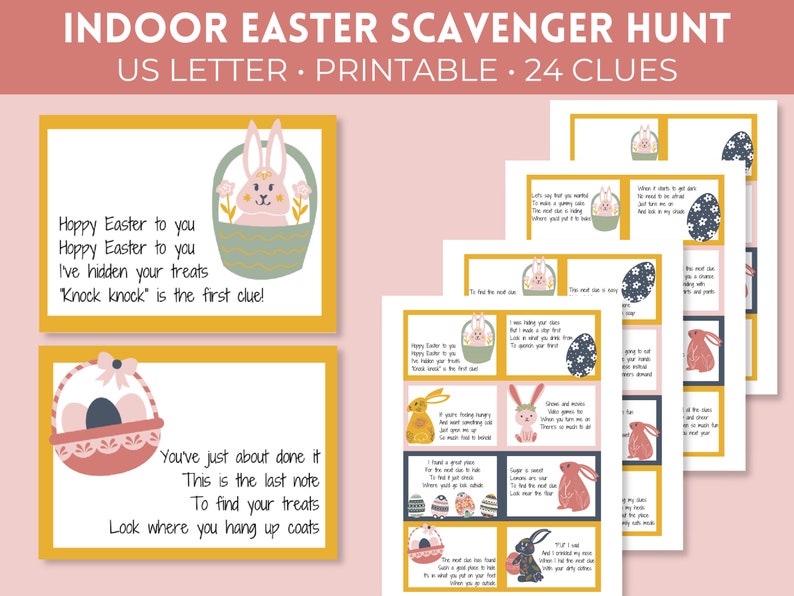 Easter Scavenger Hunt Printable Clues | Indoor Easter Egg Hunt for Kids ...