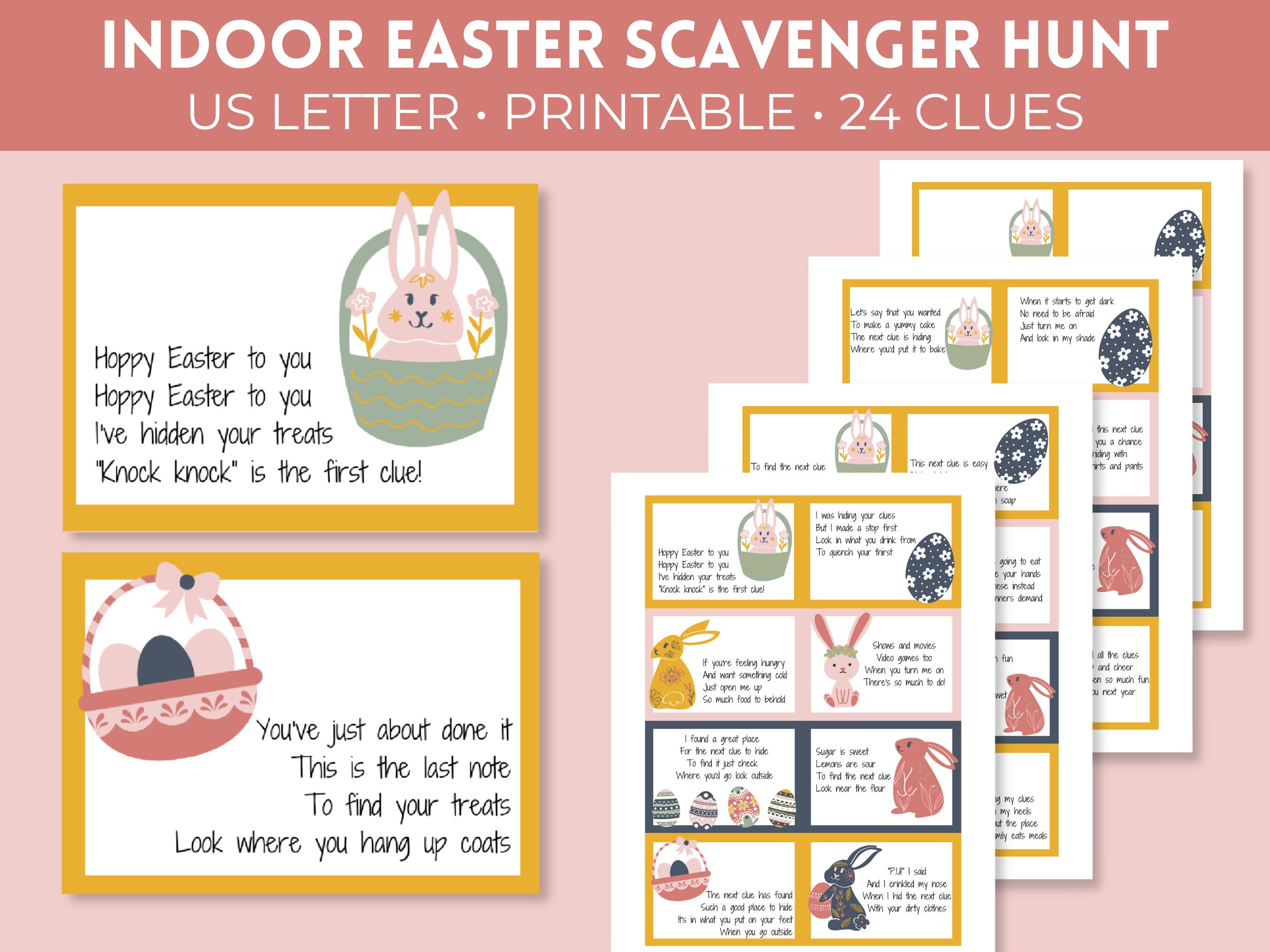 Easter Scavenger Hunt Printable Clues | Indoor Easter Egg Hunt for Kids ...