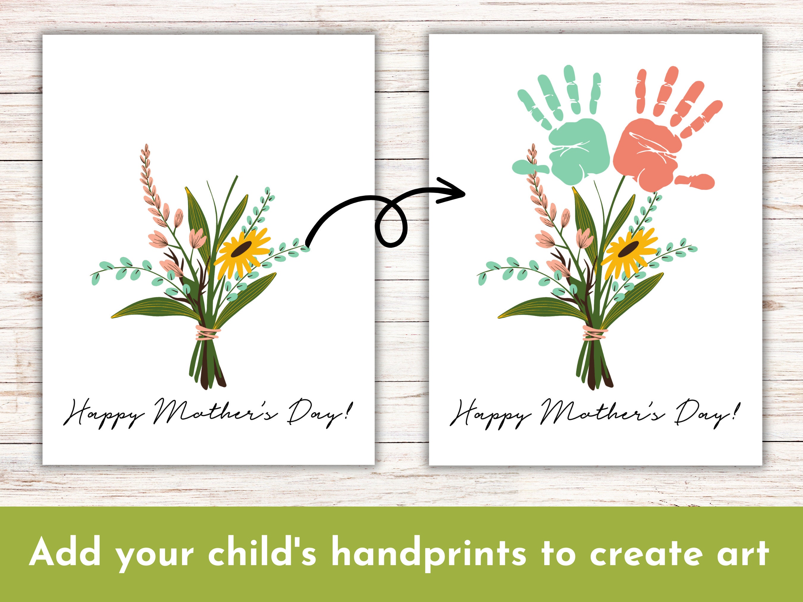 Mother's Day Printable Handprint Craft for Kids and Babies Floral ...