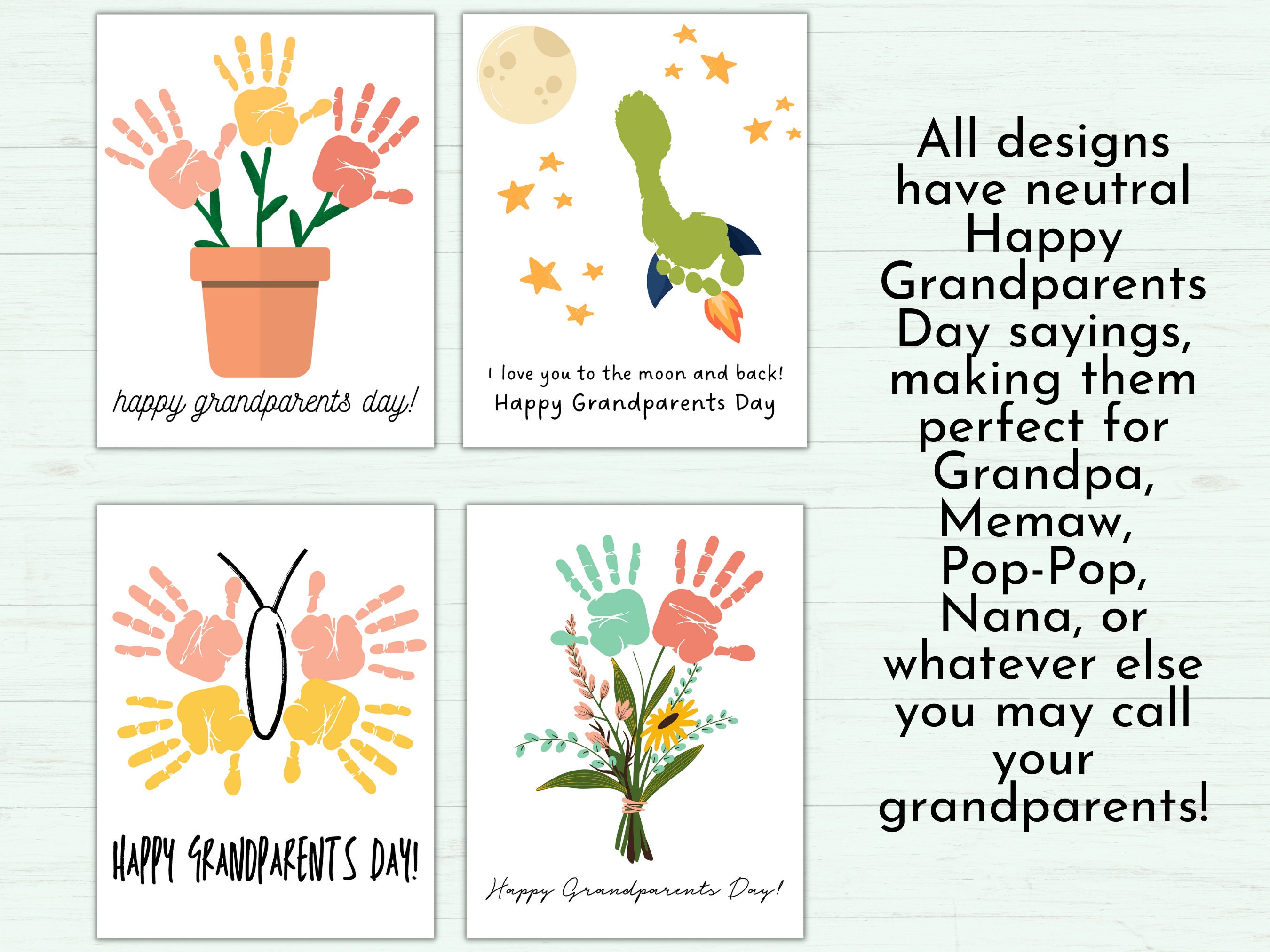 Grandparents Day Printable Handprint Footprint Craft for Kids & Babies ...