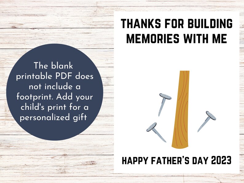 Father's Day Printable Footprint Craft for Kids & Babies Hammer Foot ...